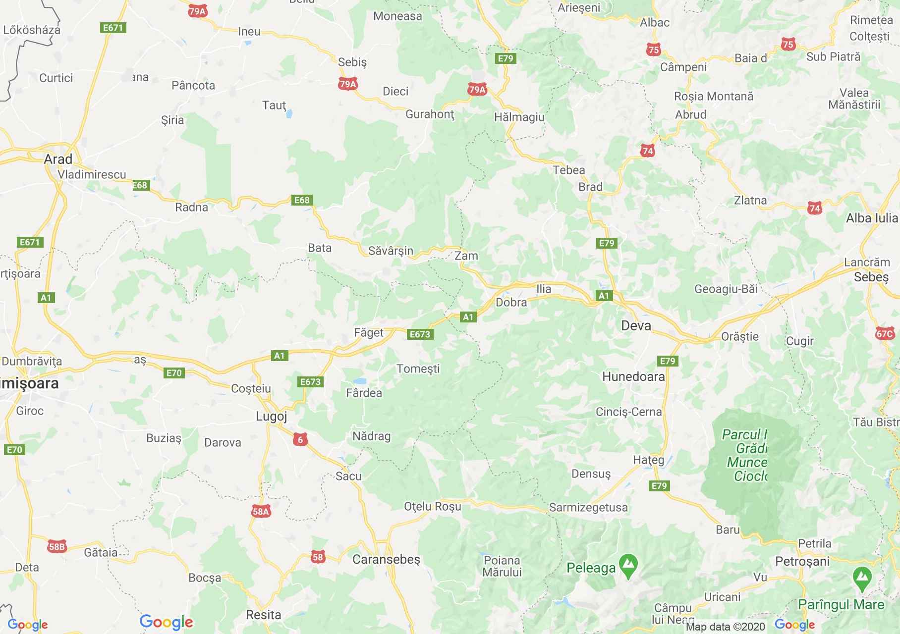 DN68a/E673: Lugoj - Deva, Harta turistică interactivă
