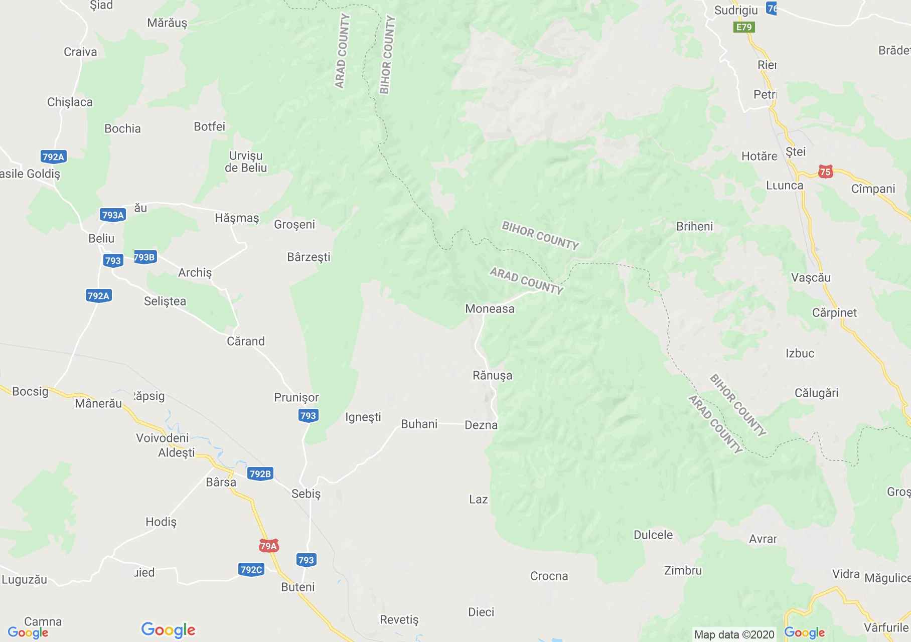 Zona Moneasa, Harta turistică interactivă