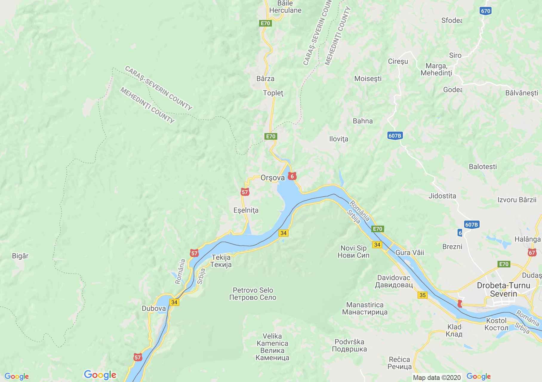 Zona Orşova, Harta turistică interactivă