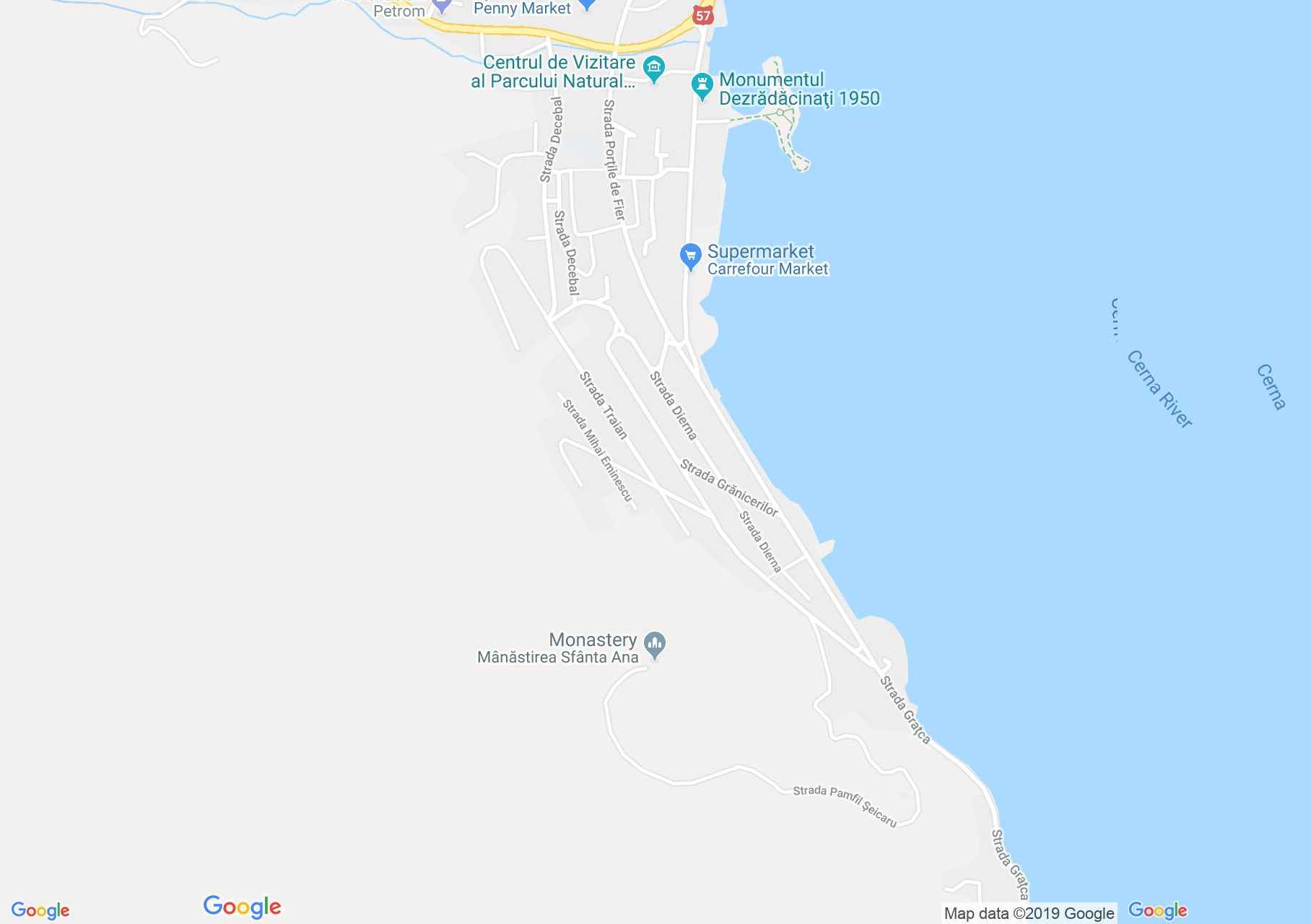 Hartă Orşova: Mănăstirea Sf. Ana